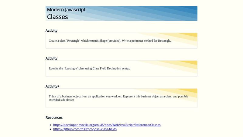 Lab: Modern Javascript - Classes