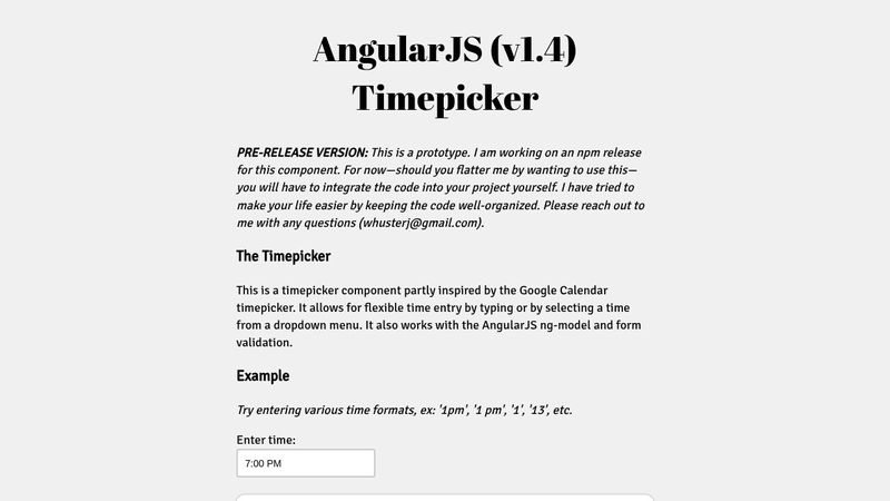 AngularJS Timepicker Input