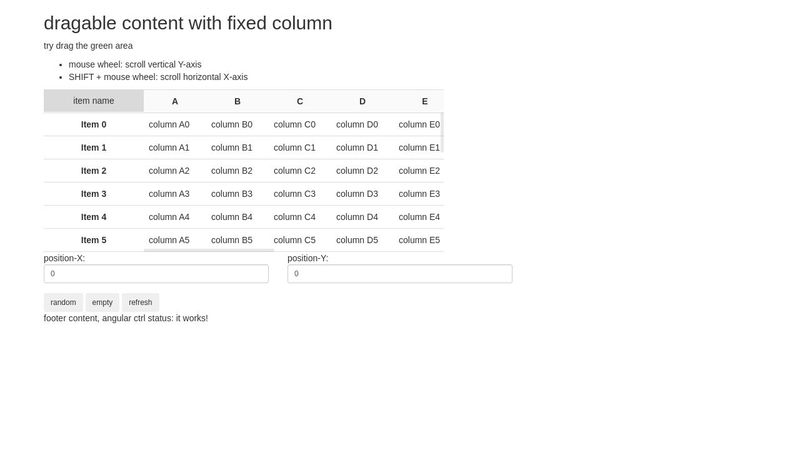 angular fixed column XY scrollable table
