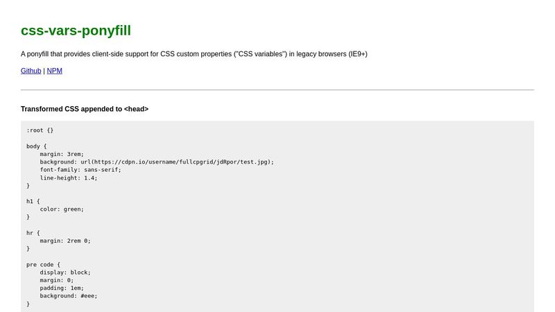 Demo: css-vars-ponyfill