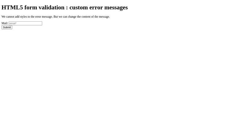 HTML5 form validation : custom error messages