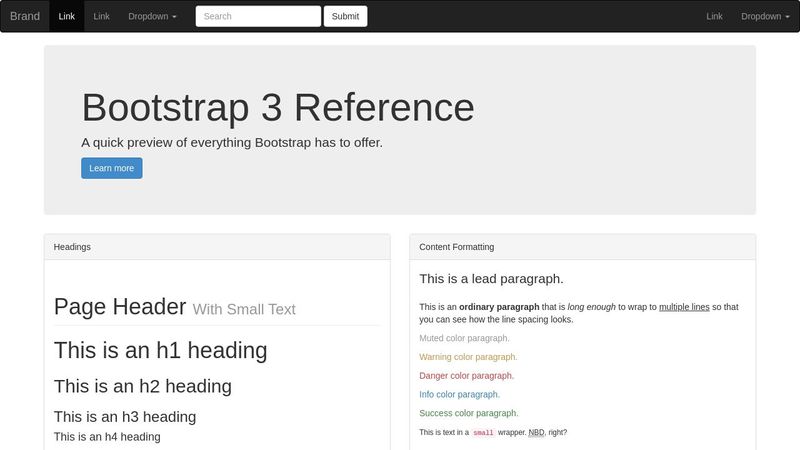 Bootstrap 3 Reference