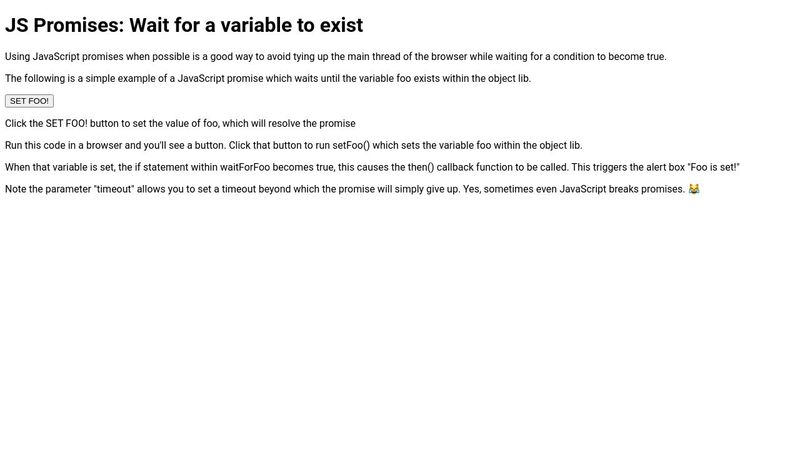JS Promises: Wait for a variable to exist