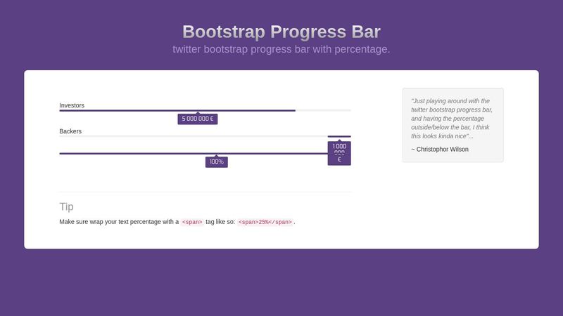Bootstrap Progress Bar Percentage