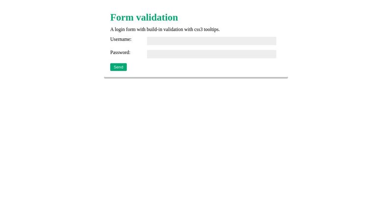Form validation with tooltips
