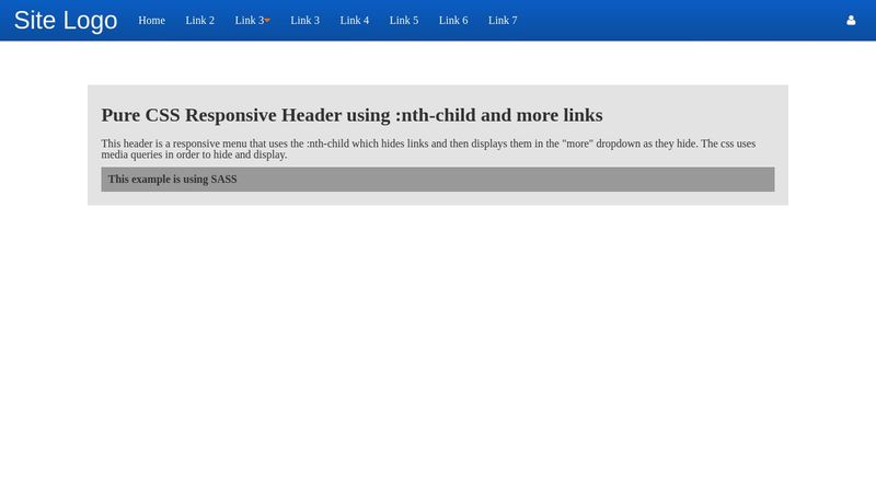 Pure CSS Responsive Header using :nth-child and more links