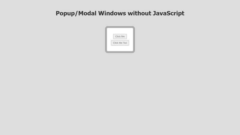 Popup/Modal without JS