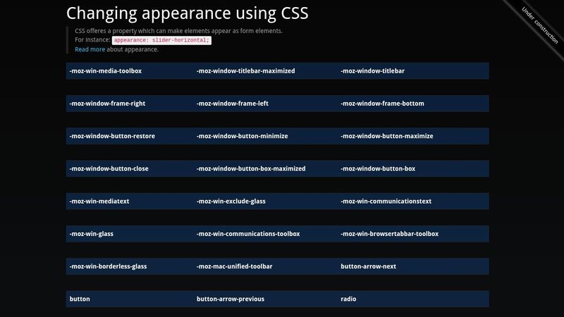 Changing appearance using CSS