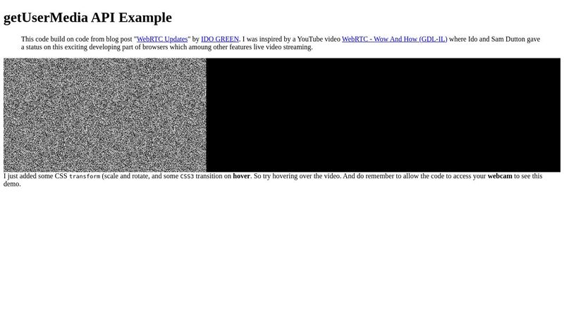 getUserMedia API Example