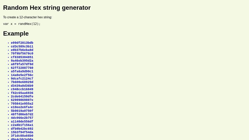 Random Hex String Generator Random Hex String Generator
