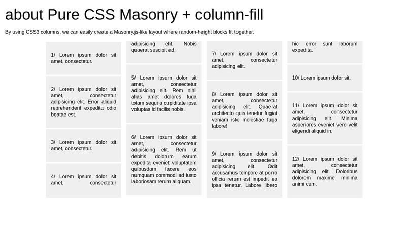 Pure CSS Masonry Layout