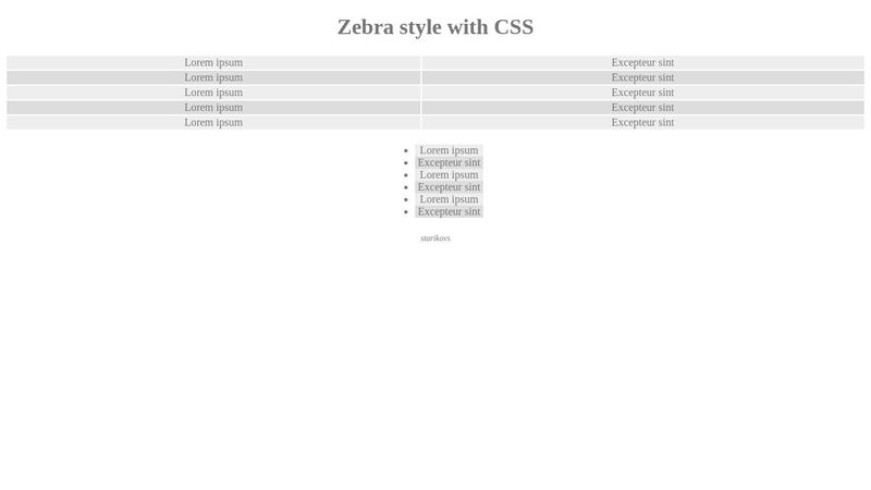 Zebra style with CSS