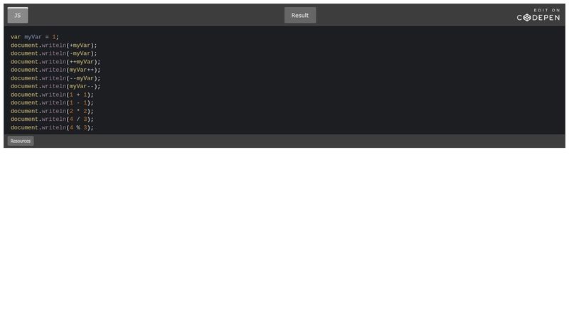 HTML5 Course - Javascript - Arithmetic operators (for iframe)