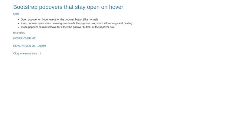 Bootstrap popovers that stay open on hover