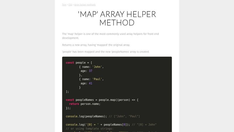 'map' array helper method