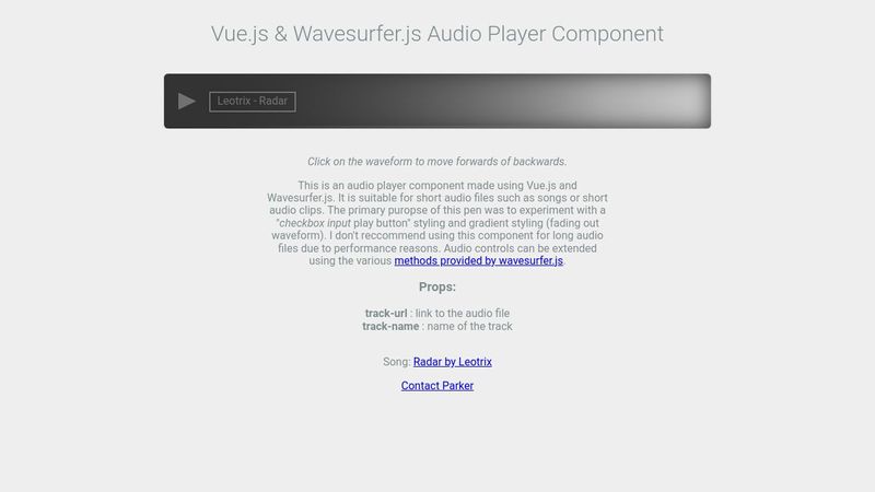 Vue.js / WaveSurfer.js Audio Player Component