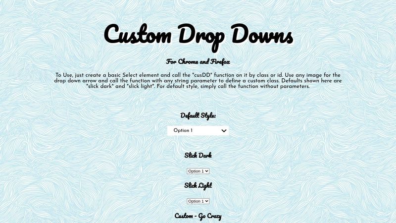 Custom Drop Down Menus