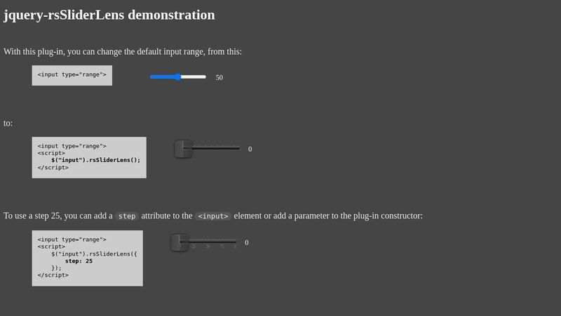 jquery-rsSliderLens plugin extended demo