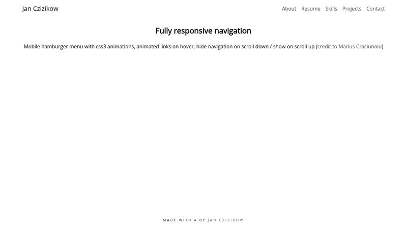 Fully responsive navigation with CSS3 animations and jQuery