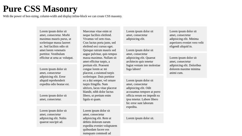 Pure CSS Masonry Layout