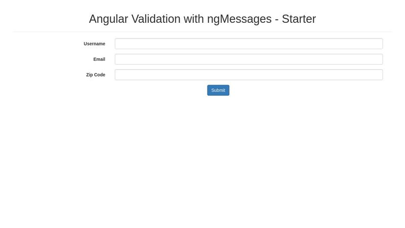 AngularJS - Form Validation with ngMessages & ngAnimate - Starter