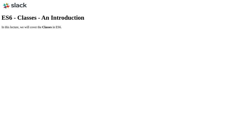 ES6 - Classes - An Introduction