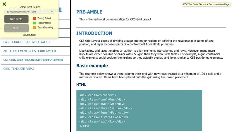 CSS Technical Documentation Page Project
