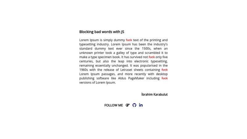 Blocking bad words with JS