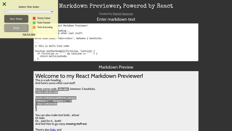 FCC Project: Markdown Previewer