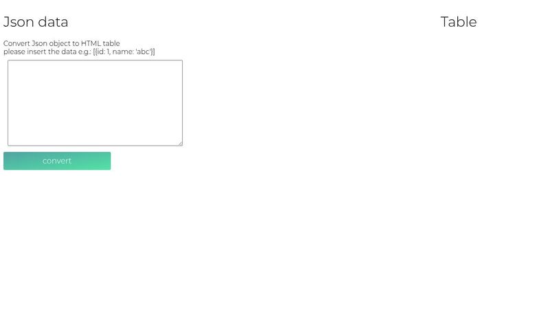 Convert Json to table (not done)
