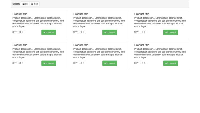 CodePen Home Bootstrap List Grid View