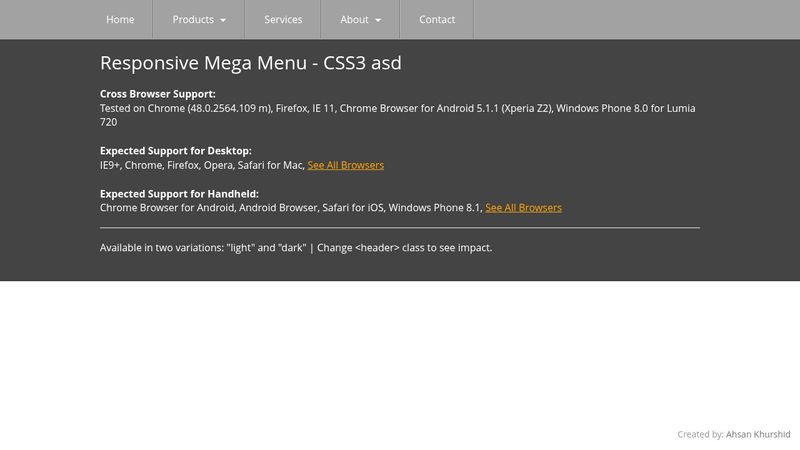 Responsive Mega Menu - CSS3