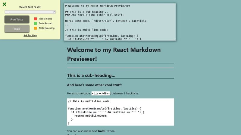 MarkDown Preview React FCC