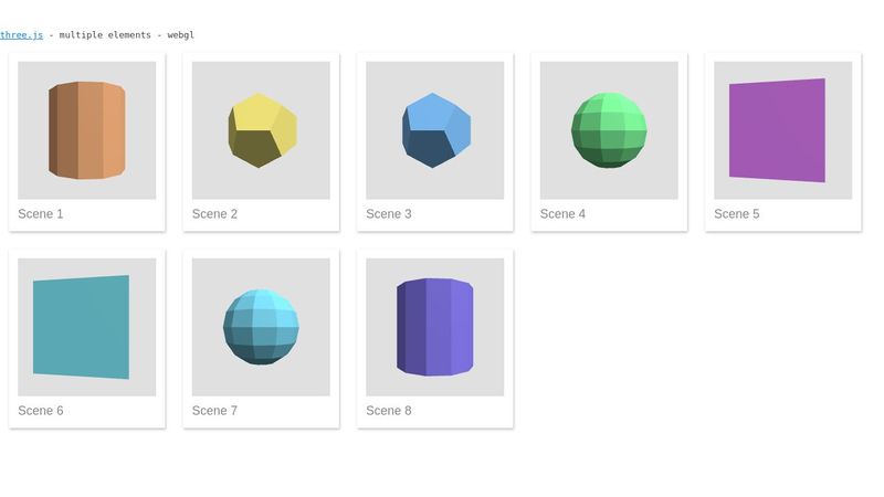 Three.js multiple elements 1 (works fine)