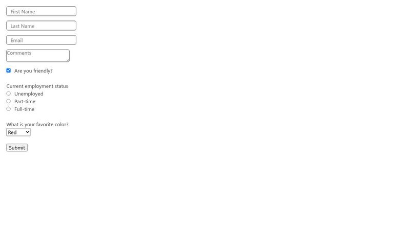 React form (select, radio, checkboxs, textArea, input)