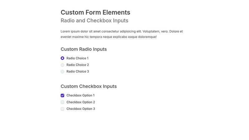 Custom Form Elements : Radio & Checkbox Inputs (ONLY (S)CSS) - Semantic, Accessible, Touch Friendly