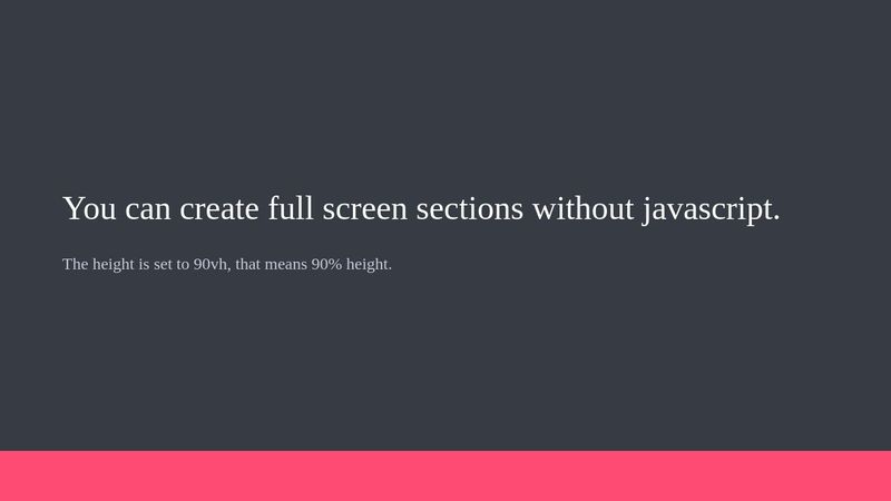 Full screen sections with CSS
