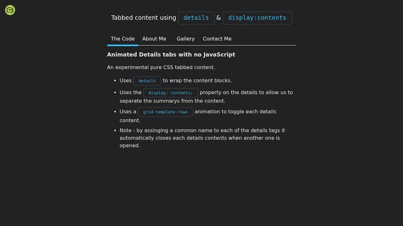 Tabbed content using (no JS )
