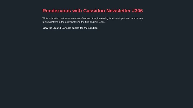 Rendezvous with Cassidoo Newsletter #306 - Interview Question of the Week