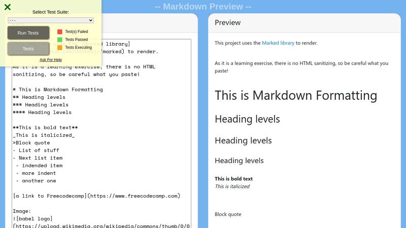 Markdown Previewer Project - Freecodecamp.org