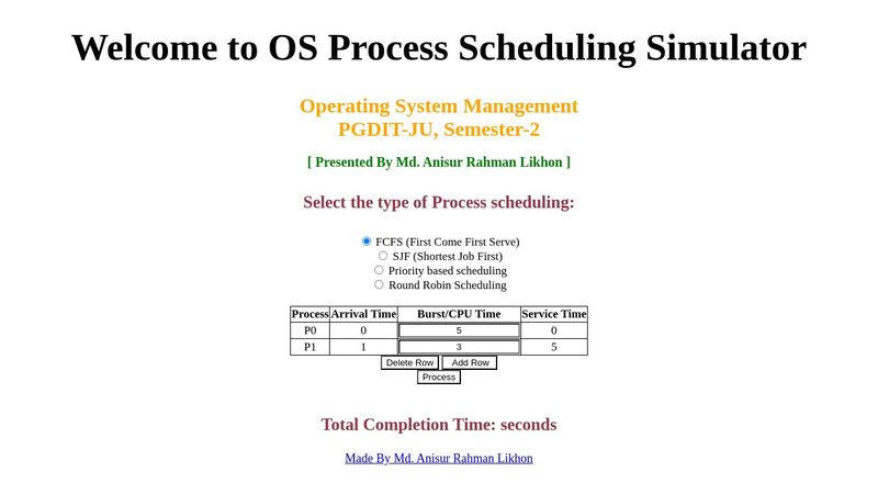 OS Process Scheduling Simulator