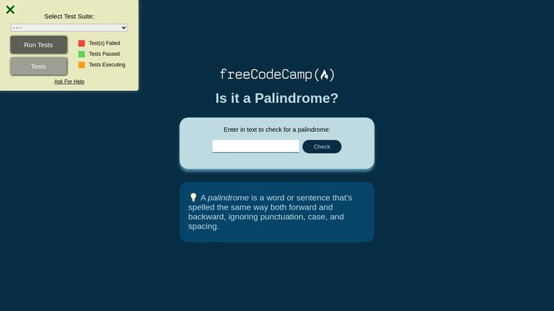 FreeCodeCamp: Palindrome Checker