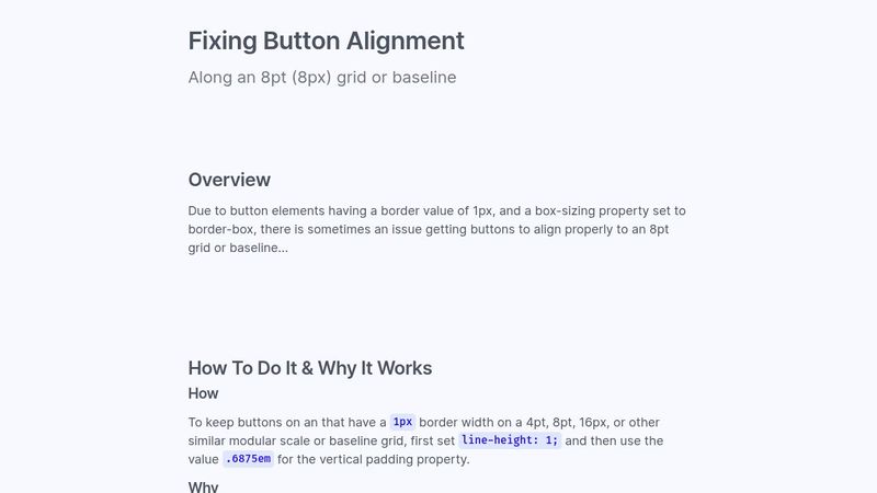 Fixing Button Alignment Along an 8pt (8px) grid or baseline