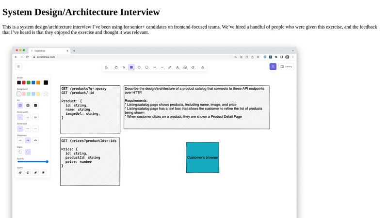 Senior Front End System Design Exercise