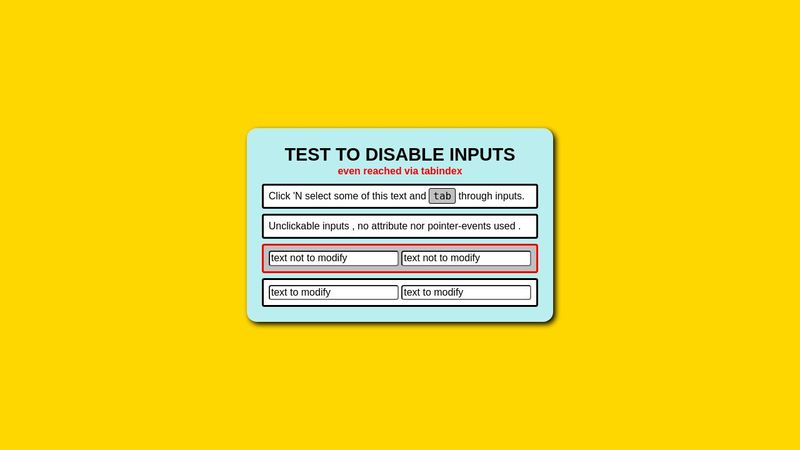 FULL CSS: disable inputs without disabled attribute . DO NOT USE THIS ;)