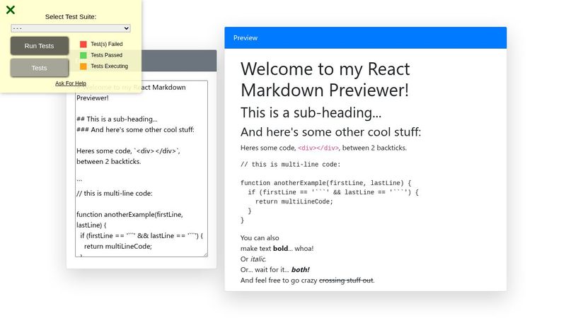 React Markdown Previewer