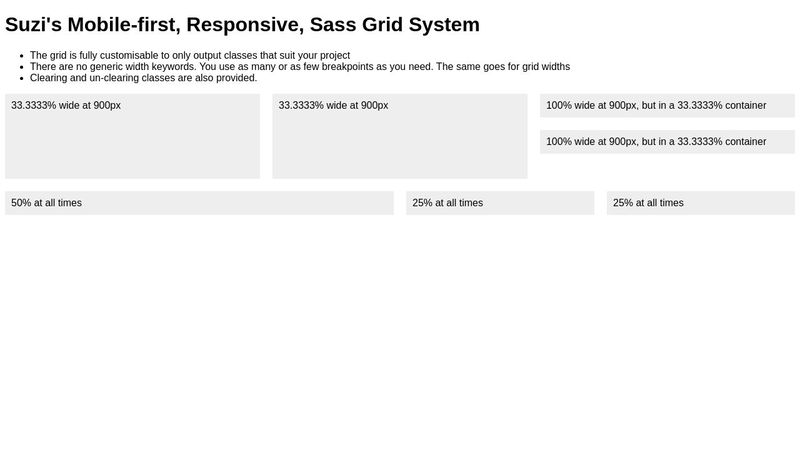 Suzi's Mobile-first, Responsive, Sass Grid System