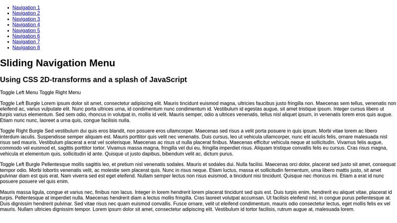Sliding Drawer Menu using CSS 2D Transforms
