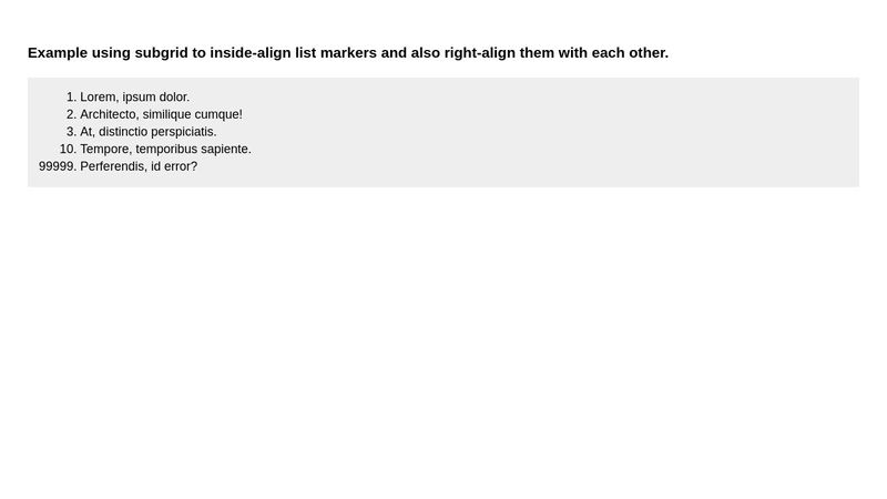 Aligned, Inside Lists