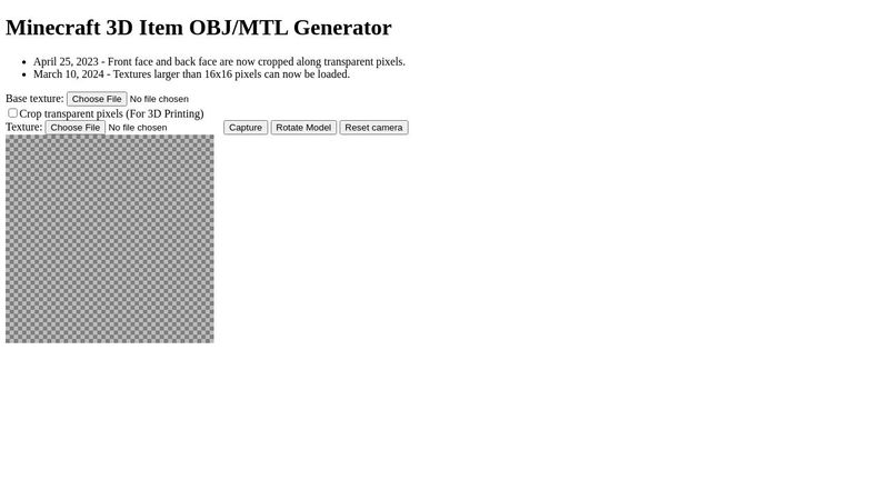Minecraft 3d Item Obj Mtl Generator